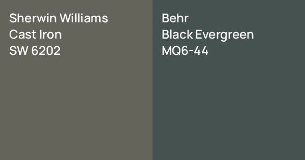 Sherwin Williams Cast Iron vs. Behr Black Evergreen comparison