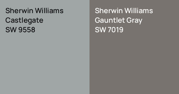 Sherwin Williams Castlegate vs. Sherwin Williams Gauntlet Gray comparison