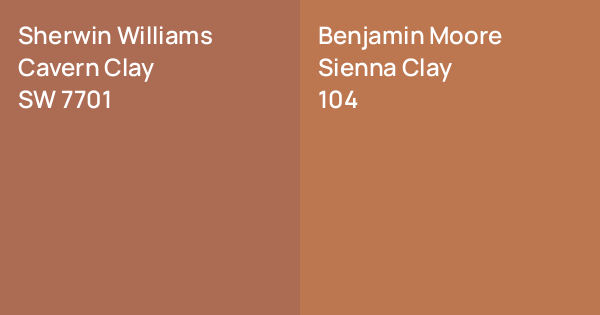 Sherwin Williams Cavern Clay vs. Benjamin Moore Sienna Clay comparison