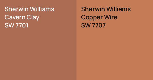 Sherwin Williams Cavern Clay vs. Sherwin Williams Copper Wire comparison