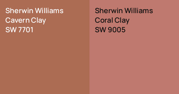 Sherwin Williams Cavern Clay vs. Sherwin Williams Coral Clay comparison