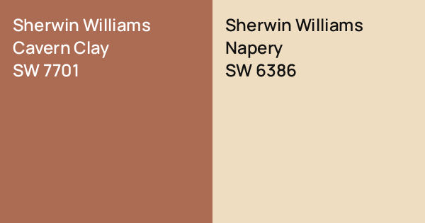 Sherwin Williams Cavern Clay vs. Sherwin Williams Napery comparison