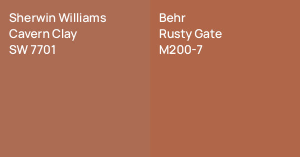 Sherwin Williams Cavern Clay vs. Behr Rusty Gate comparison