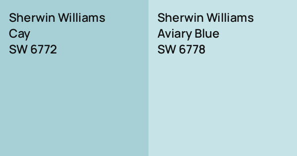 Sherwin Williams Cay vs. Sherwin Williams Aviary Blue comparison