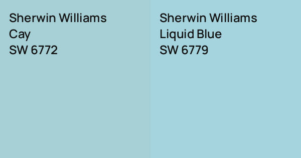 Sherwin Williams Cay vs. Sherwin Williams Liquid Blue comparison
