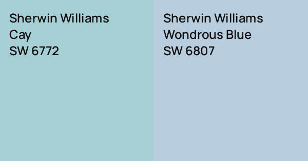 Sherwin Williams Cay vs. Sherwin Williams Wondrous Blue comparison
