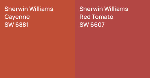 Sherwin Williams Cayenne vs. Sherwin Williams Red Tomato comparison
