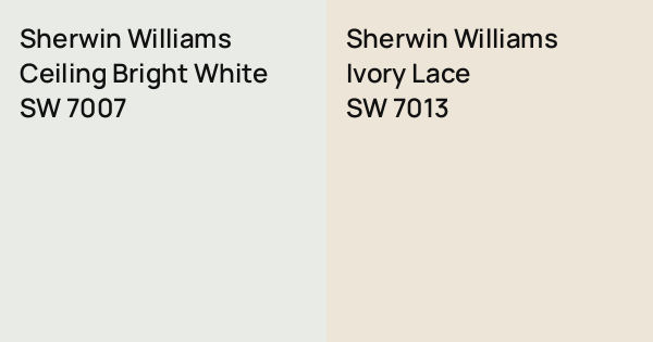 Sherwin Williams Ceiling Bright White vs. Sherwin Williams Ivory Lace ...