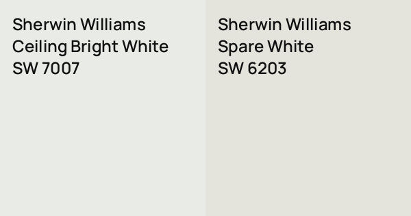 Sherwin Williams Ceiling Bright White vs. Sherwin Williams Spare White ...