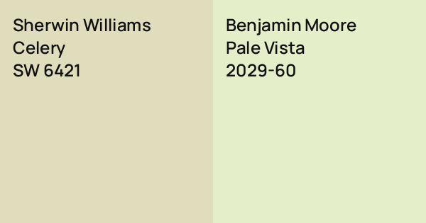 Sherwin Williams Celery vs. Benjamin Moore Pale Vista comparison