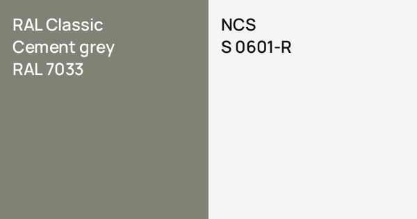 RAL Classic Cement grey vs. NCS S 0601-R comparison