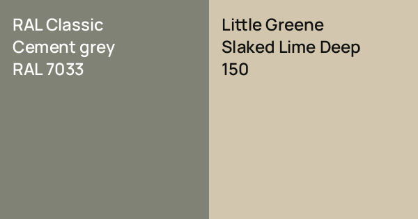 RAL Classic Cement grey vs. Little Greene Slaked Lime Deep comparison