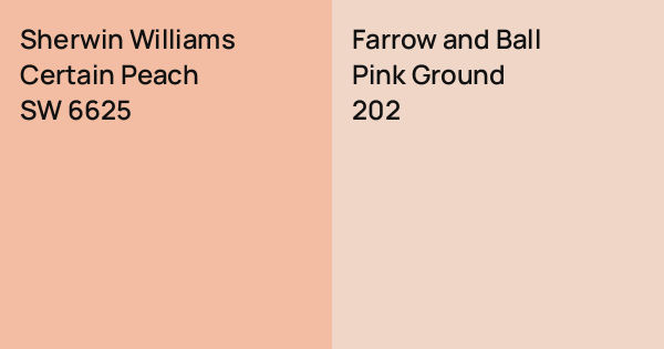 Sherwin Williams Certain Peach vs. Farrow and Ball Pink Ground comparison
