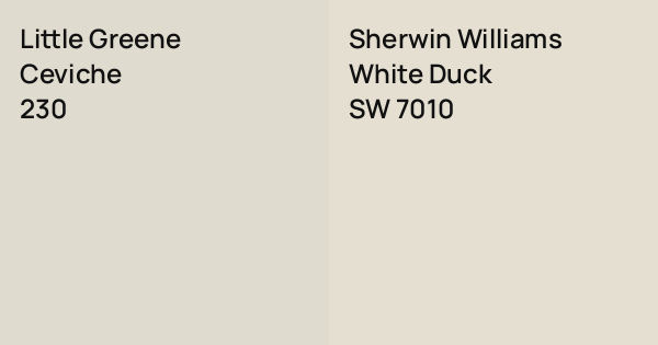 Little Greene Ceviche vs. Sherwin Williams White Duck comparison