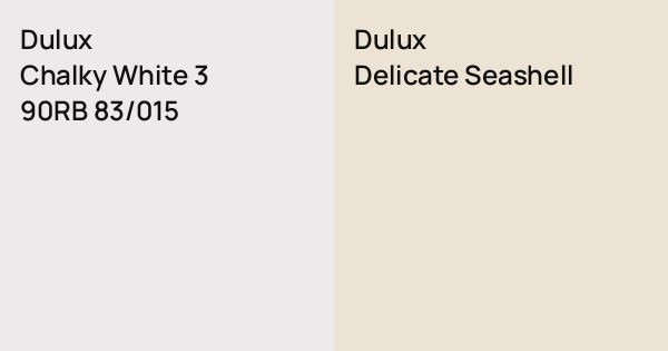 Dulux Chalky White 3 vs. Dulux Delicate Seashell comparison