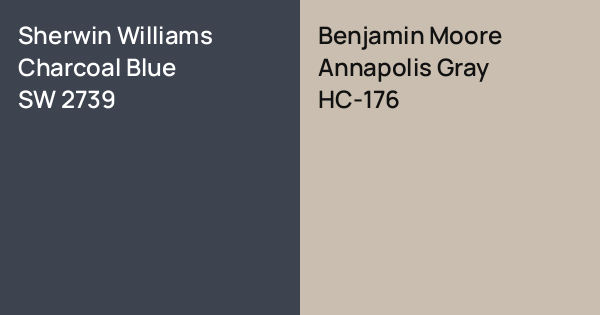 Sherwin Williams Charcoal Blue vs. Benjamin Moore Annapolis Gray comparison