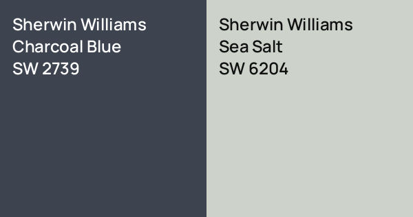 Sherwin Williams Charcoal Blue vs. Sherwin Williams Sea Salt comparison