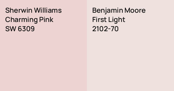 Sherwin Williams Charming Pink vs. Benjamin Moore First Light comparison