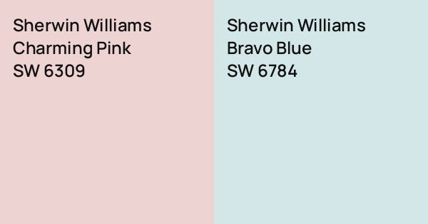 Sherwin Williams Charming Pink vs. Sherwin Williams Bravo Blue comparison
