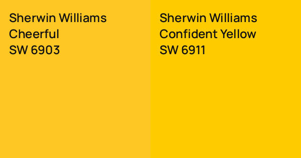 Sherwin Williams Cheerful vs. Sherwin Williams Confident Yellow comparison