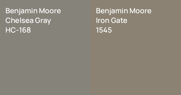 Benjamin Moore Chelsea Gray vs. Benjamin Moore Iron Gate comparison