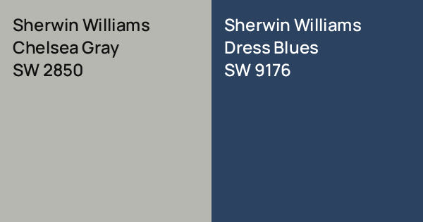 Sherwin Williams Chelsea Gray vs. Sherwin Williams Dress Blues comparison
