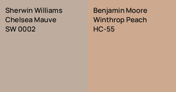 Sherwin Williams Chelsea Mauve vs. Benjamin Moore Winthrop Peach comparison