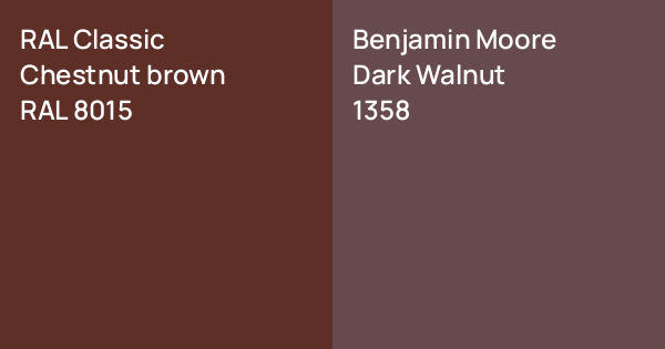 RAL Classic Chestnut brown vs. Benjamin Moore Dark Walnut comparison