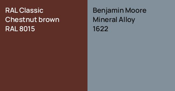 RAL Classic Chestnut brown vs. Benjamin Moore Mineral Alloy comparison