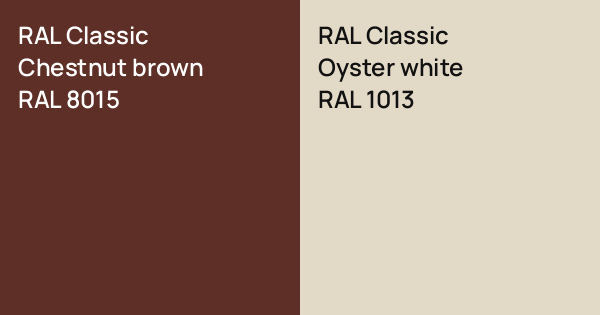 RAL Classic Chestnut brown vs. RAL Classic Oyster white comparison