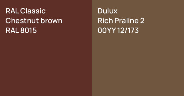 RAL Classic Chestnut brown vs. Dulux Rich Praline 2 comparison