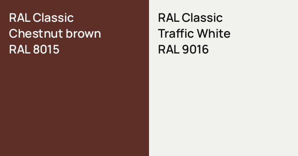 RAL Classic Chestnut brown vs. RAL Classic Traffic White comparison