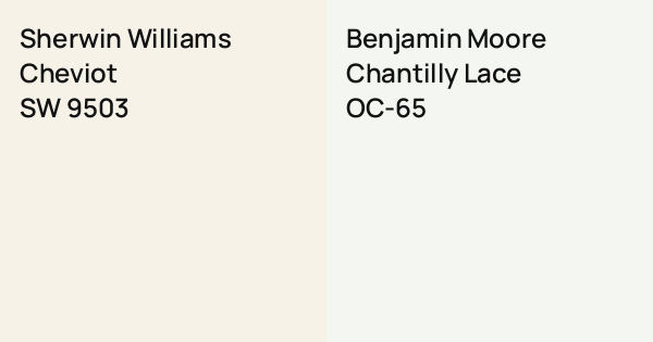 Sherwin Williams Cheviot vs. Benjamin Moore Chantilly Lace comparison
