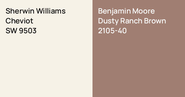 Sherwin Williams Cheviot vs. Benjamin Moore Dusty Ranch Brown comparison