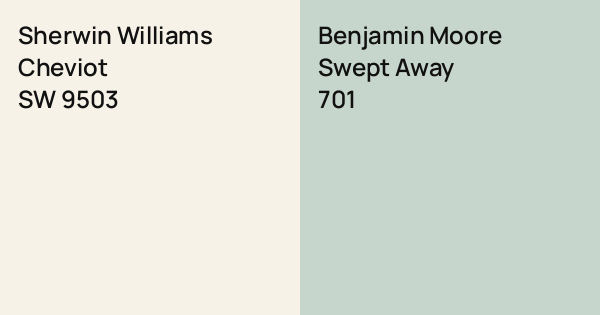 Sherwin Williams Cheviot vs. Benjamin Moore Swept Away comparison