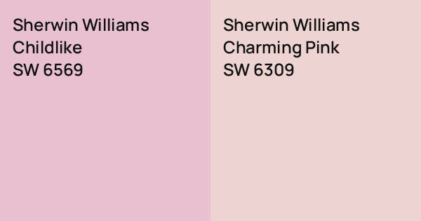 Sherwin Williams Childlike vs. Sherwin Williams Charming Pink comparison