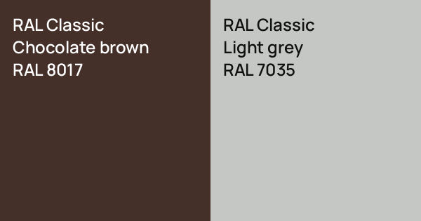 RAL Classic Chocolate brown vs. RAL Classic Light grey comparison