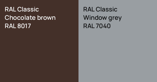 RAL Classic Chocolate brown vs. RAL Classic Window grey comparison