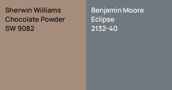 Sherwin Williams Chocolate Powder vs. Benjamin Moore Eclipse comparison