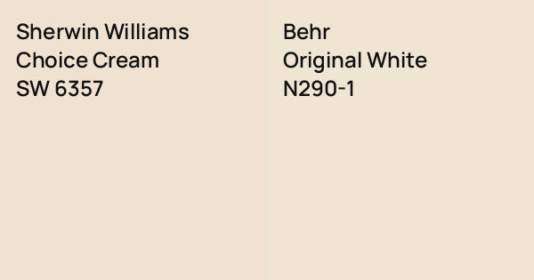 Sherwin Williams Choice Cream vs. Behr Original White comparison