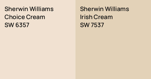 Sherwin Williams Choice Cream vs. Sherwin Williams Irish Cream comparison