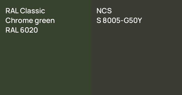 RAL Classic Chrome green vs. NCS S 8005-G50Y comparison