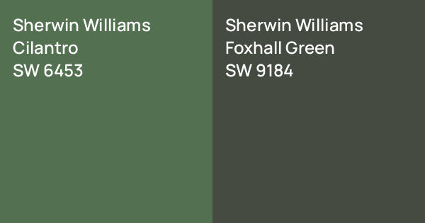 Sherwin Williams Cilantro vs. Sherwin Williams Foxhall Green comparison