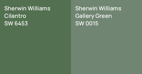 Sherwin Williams Cilantro vs. Sherwin Williams Gallery Green comparison