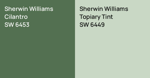 Sherwin Williams Cilantro vs. Sherwin Williams Topiary Tint comparison