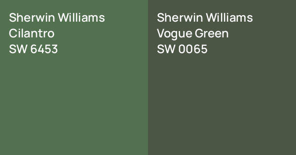 Sherwin Williams Cilantro vs. Sherwin Williams Vogue Green comparison