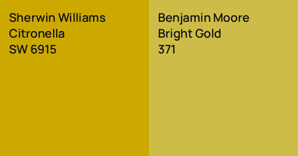 Sherwin Williams Citronella vs. Benjamin Moore Bright Gold comparison