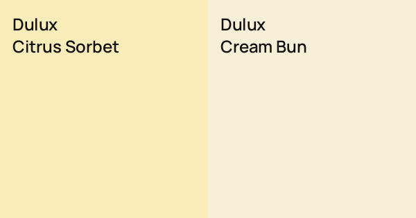 Dulux Citrus Sorbet vs. Dulux Cream Bun comparison