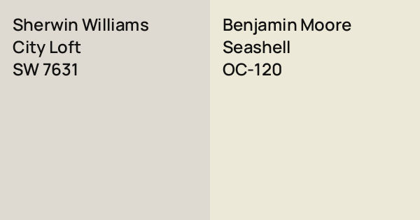 Sherwin Williams City Loft vs. Benjamin Moore Seashell comparison