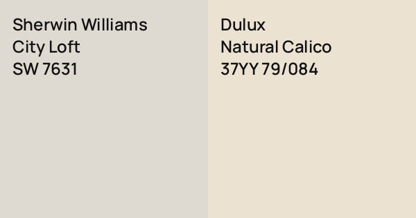 Sherwin Williams City Loft vs. Dulux Natural Calico comparison